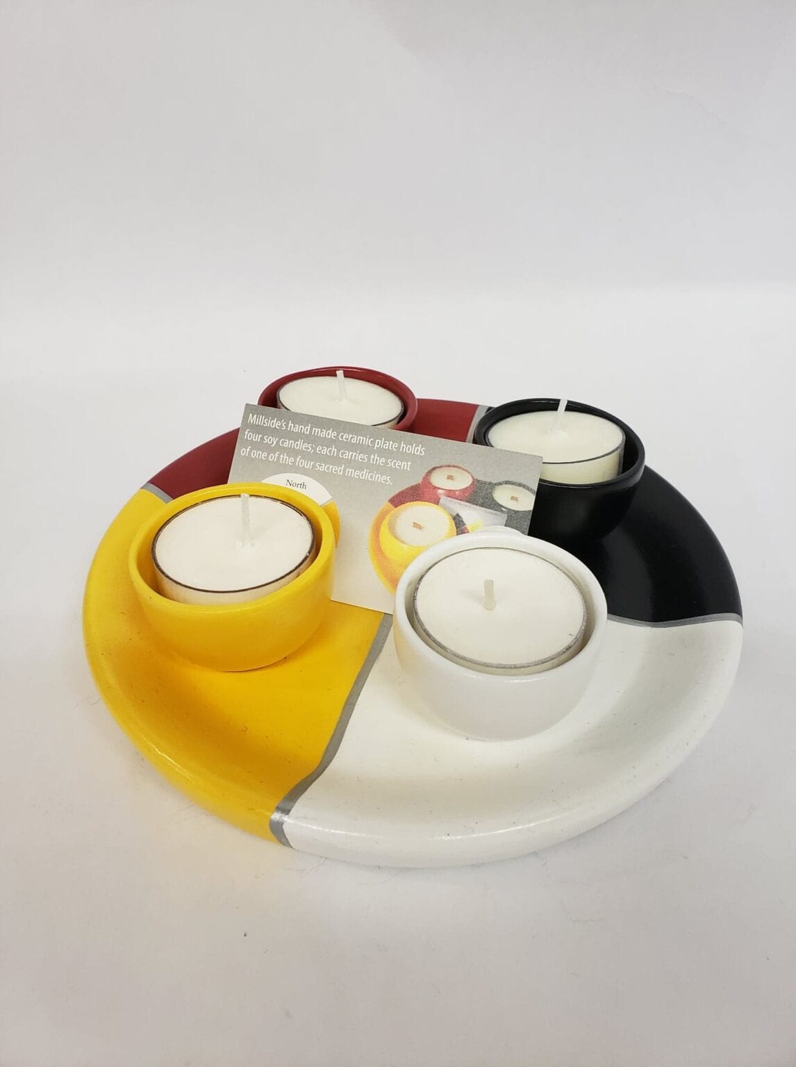 Small medicine wheel plate with tealights. – IndigenARTSY