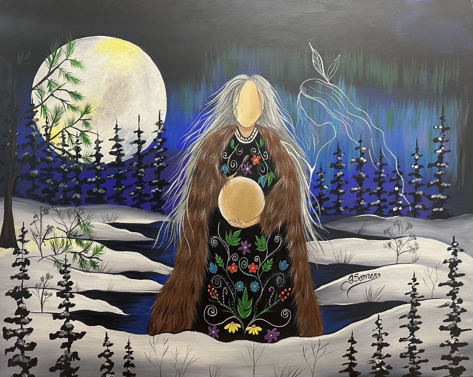 December moon 24×30 Original Canvas – IndigenARTSY